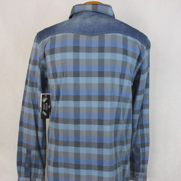 Morse Code | Shirts | Morse Code Pearl Snap Blue Check Western Shirt ...